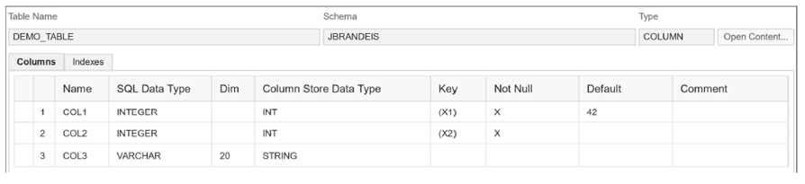 How to Create a Database Table with SQLScript